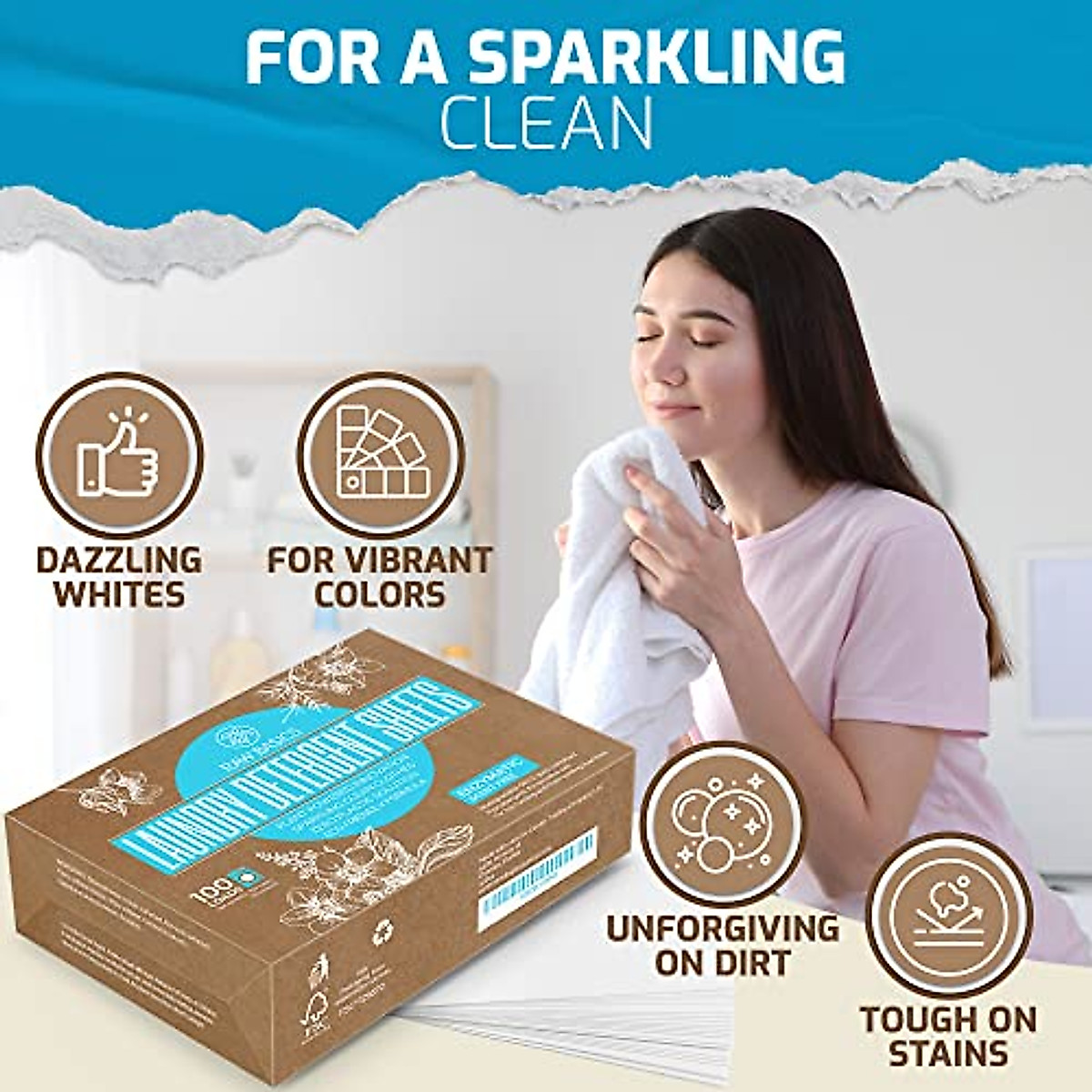 Laundry Sheets, 100 Loads - Zero Waste, Plastic and Scent Free, Natural Soap Detergent - Unscented Travel Size Essentials for Washing Clothes