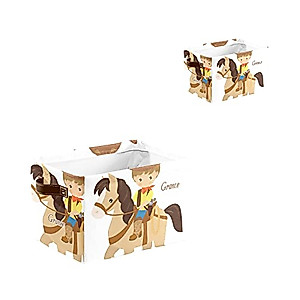 Western Cowboy Horse Custom Storage Basket ,Personalized Storage Bins Cubes Organizer with Handle for Bedroom Wardrobe,Nursery,Basket 1 Pack