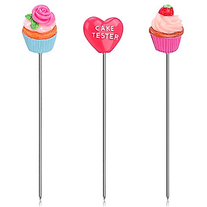 Ubrand 3 Pack Cake Tester for Baking, Reusable Baking Cake Testing Needles Practical, 3D Head Stainless Steel Cake Tester Probe Pin for Kitchen Home Bakery Tools