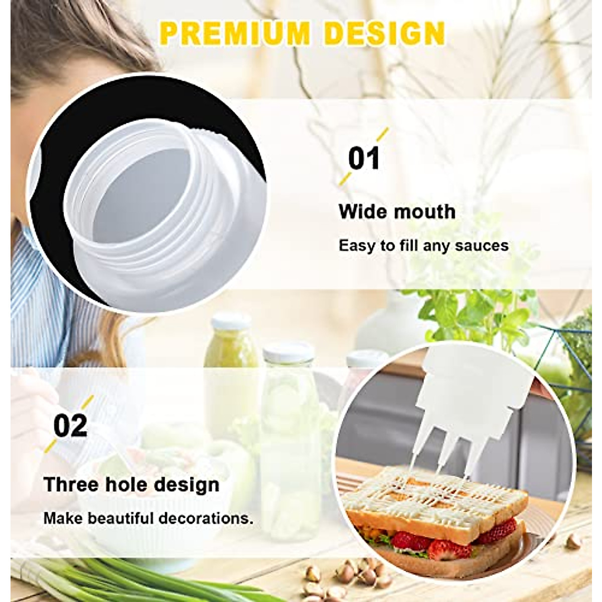 4Pack 23oz Plastic Squeeze Squirt Condiment Bottles Sauce Squeeze Bottles for Electric Sauce Warmer