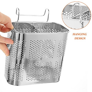 UPKOCH Stainless Steel Utensil Silverware Holder Organizer Drying Rack Basket Holder with Hooks Chopstick Holder for Dishwasher