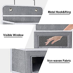 Vaisoz Over The Door Organizer,6 Pockets Fabric Over The Door Storage with Mesh Perspective Window,Wall Mount Hanging Organizer for Bedroom Pantry Closet,Baby Storage-Grey