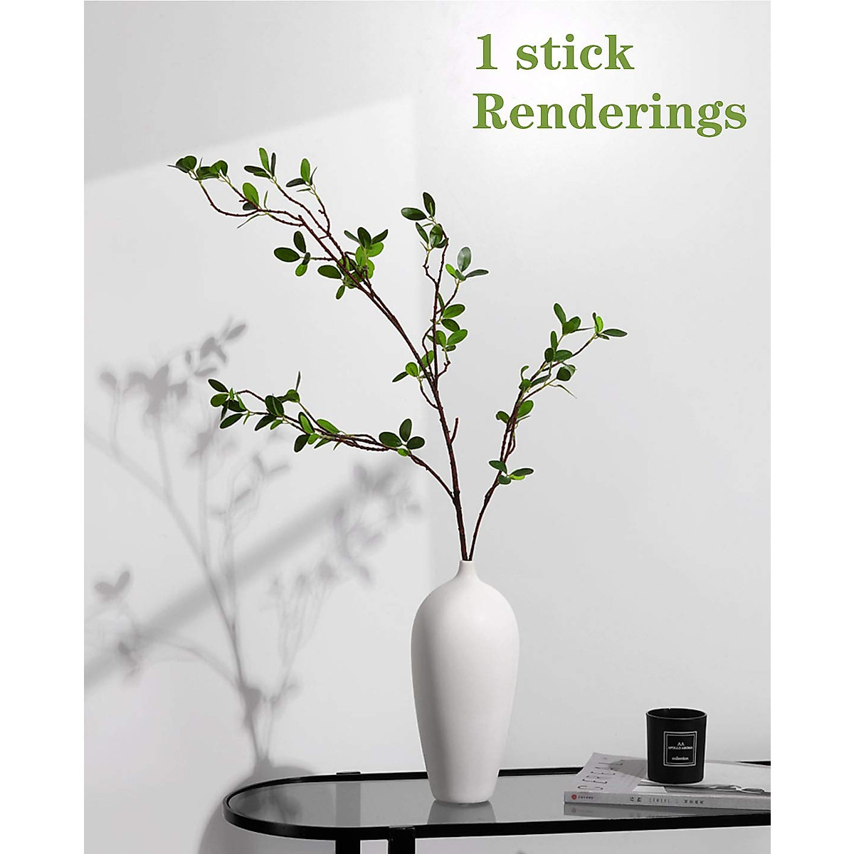Artificial Plant 43.3 Inch Green Branches Leaf Shop Garden Office Home Decoration (6 pcs)
