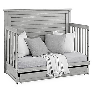 Delta Children Simmons Kids Caden 6-in-1 Convertible Crib with Trundle Drawer, Greenguard Gold Certified, Rustic Mist