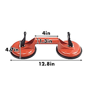 Glass Suction Cups Heavy Duty Aluminum Vacuum Plate Handle Glass Holder Hooks to Lift Large Glass/Floor Gap Fixer/Tile Suction Cup Lifter/Moving Glass/Pad for Lifting/Dent Puller