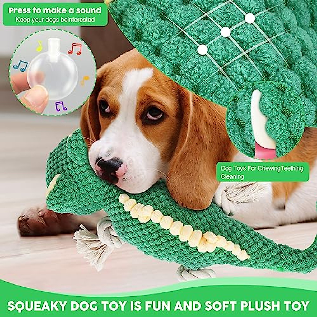 Stuffed Dog Toys, Big Dog Squeaky Toys, Plush Toys for Boredom and Stimulating, Cute Stuffing Lizards with Soft Squeaker, Fun Teething Pet Chew Toys