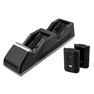 Nyko Charge Base S - 2 Port Controller Charger with 2 Rechargeable Batteries for Xbox 360