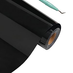 YRYM HT Heat Transfer Vinyl Roll - 12" x 45ft Black HTV Vinyl Roll for T-Shirts, Iron on Vinyl for All Cutter Machines - Easy to Cut & Weed for Heat Vinyl Design (Black)