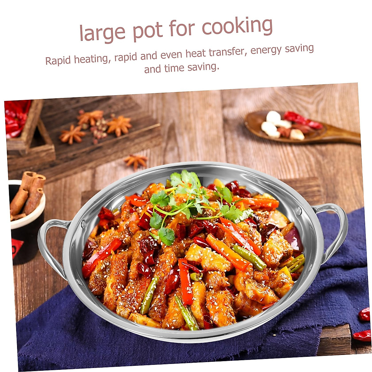 WHAMVOX Stainless Steel Griddle Steamer Pot Double Ears Pan Frying Pan Skillet Steel Pot Pow Wok Pan Everyday Wok Stewpot Skillet Korean Ramen Pot Cooking Pan Individual Asia Small Hot Pot