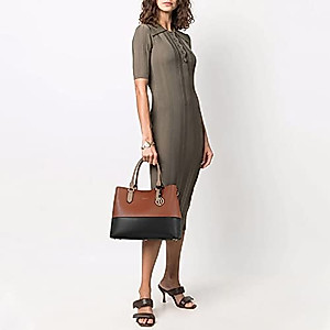 BOSTANTEN Leather Handbags for Women Designer Satchel Purses Top Handle Shoulder Crossbody Bag with Triple Compartment Black