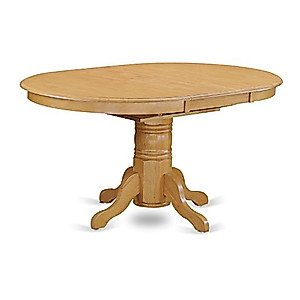 East West Furniture AVAB7-OAK-04 7Pc Oval 42/60" Dinette Table With 18 In Butterfly Leaf And 6 Parson Chair With Oak Leg And Linen Fabric Light Fawn, 7