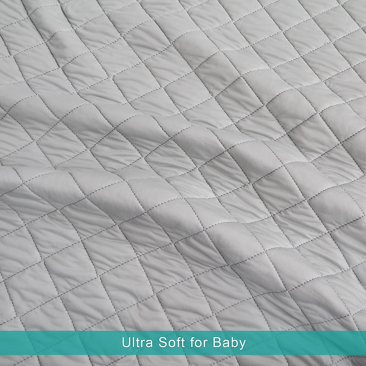 Toddler Blanket for Daycare, Baby Crib Nap Blankets Comforter, Quilted Kids Cot Bed Blanket 39"x47", Soft Throw Blanket for Kids, Lightweight Grey Swaddle Blanket Boys & Girls