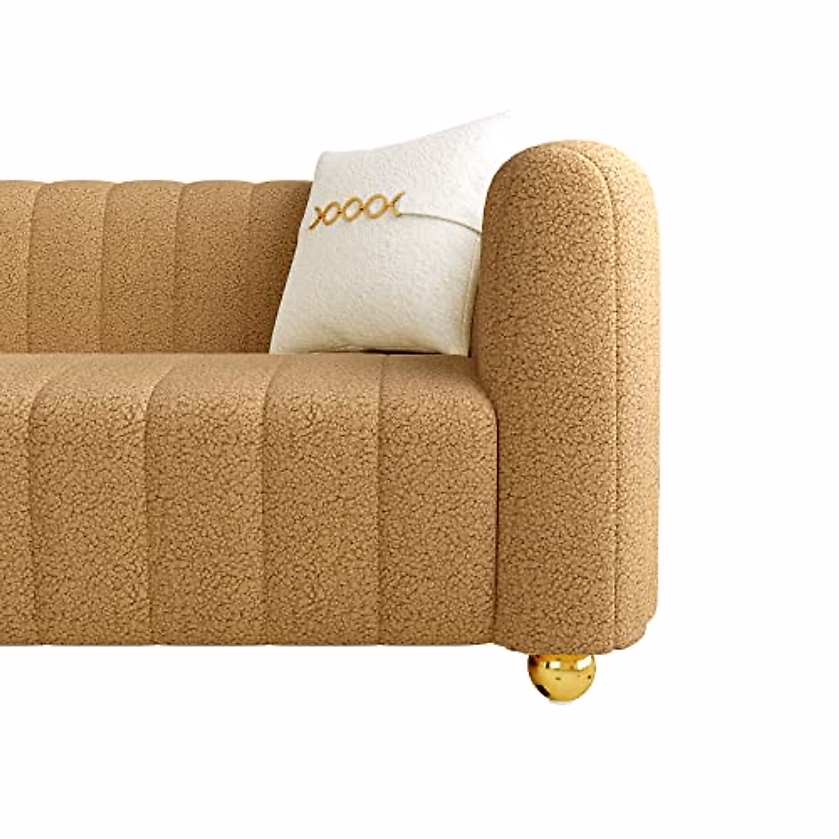 Misoce 83'' Luxury Velvet Couch Sofa for 3 Person Fashion Couch with 2 Pillows, Metal Legs Solid Wood Frame Chesterfield Sofa Couch for Living Room, Hotel (83'' Brown)