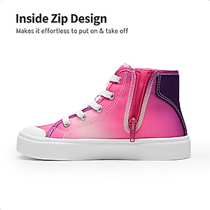 DREAM PAIRS Kids Sneakers Little Boys Girls High Top Canvas Shoes LilLegends CourtStar Casual Walking Shoes,Size 2 Little Kid,HOT Pink/Purple,SDFS2326K