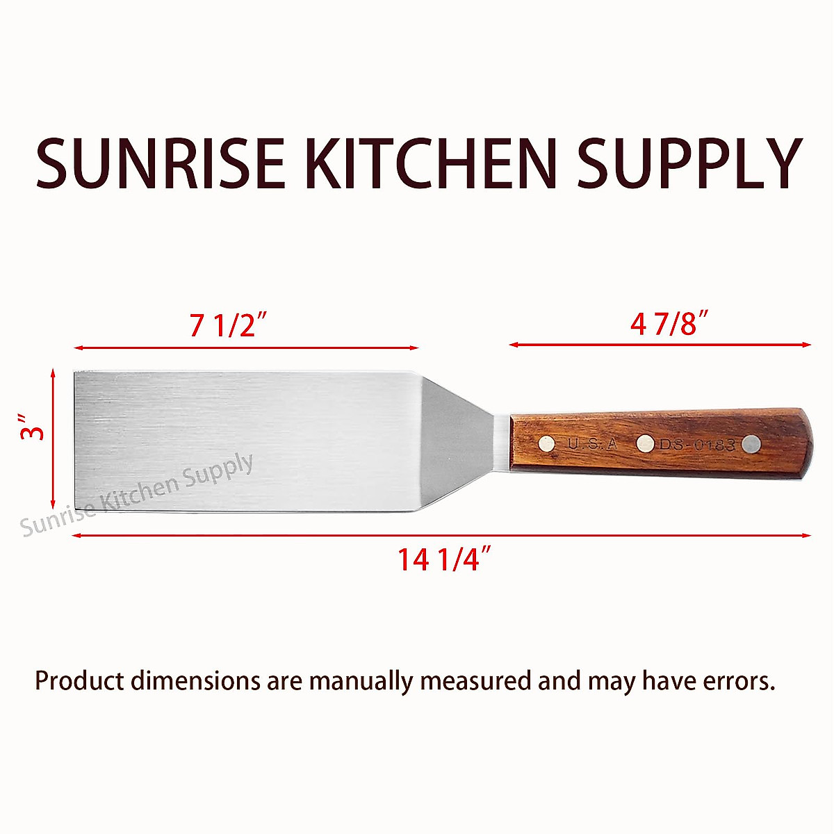Sunrise Kitchen Supply Stainless Steel Turner Spatula & Meat Fork with Wood Handle (8"x3" Spatula)