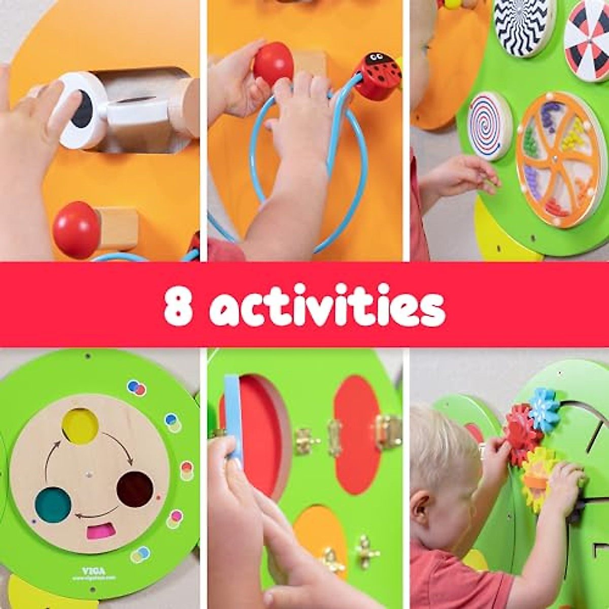 SPARK & WOW Caterpillar Activity Wall Panels - Ages 18m+ - Montessori Sensory Wall Toy - 8 Activities - Busy Board - Toddler Room Decor