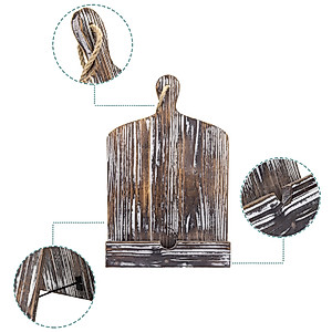 MyGift Farmhouse Torched Wood Cookbook Stand - Rustic Wooden iPad Tablet Recipe Binder Reading Book Holder with Kickstand