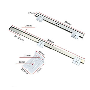 2pcs Computer Desk Drawer Slides Rail Track Hoisting Keyboard Tray Slide Rail Pull Steel Ball Hardware Accessories (Color : Silver, Size : 27mm)