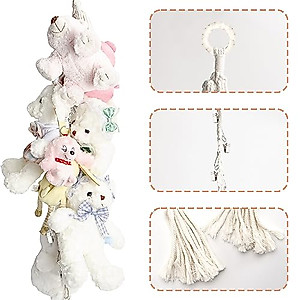 2 Pack Boho Toy Storage Chain Hanging Stuffed Animal Storage Chain with Clips, 79" Animal Toy Holder for Stuffed Animal Display Chain Macrame Wall Toy Storage Decor