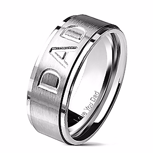 Artisan Owl Dad Deep Etched Stainless Steel Stepped Ring with Love You Dad Printed Inside (12)
