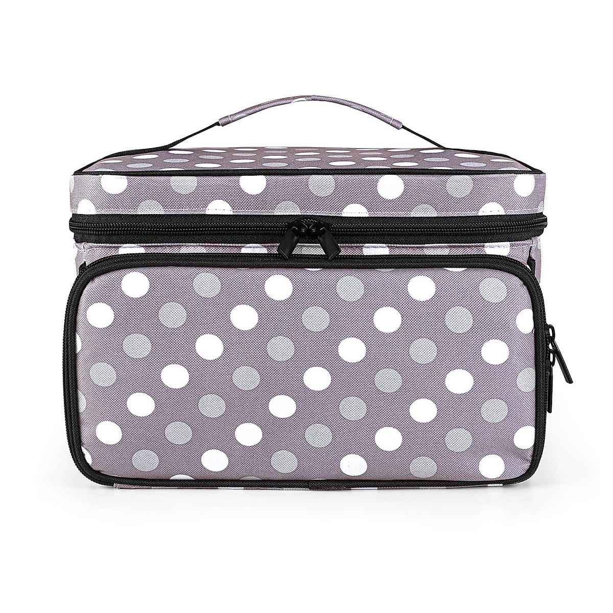 Luxja Sewing Accessories Organizer with 2 Detachable Clear Pockets, Sewing Supplies Organizer (Patent Design), Polka Dots