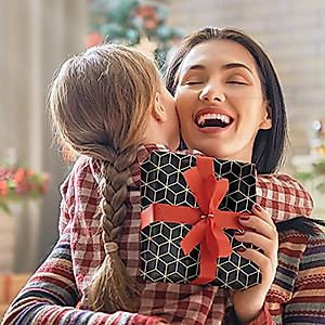 Qpout 3 Sheets Gift Wrapping Paper, 27.6x19.7 inch Kraft Wrapping Paper, Black White Gray Design, for Birthday Baby Shower Wedding Mother's Day Father's Day Christmas New Year Gifts Wrapping