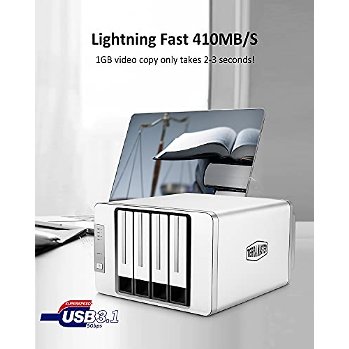 TERRAMASTER D4-300 USB 3.1(Gen1) Type-C Storage External Hard Drive Enclosure Hot Swappable (Diskless)