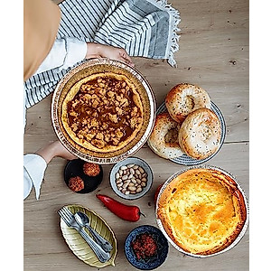 50 Pack 7-Inch Round Aluminum Foil Pans, Disposable Tin Cake Pie Pans, Foil Liners for Air Fryer, Food Containers for Storage, Baking, Roasting, Meal Prep, Reheating