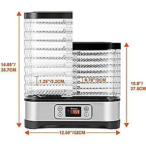Food Dehydrator Machine, with Fruit Roll Sheet + 8 Trays + 400W Digital Timer and Temperature Control (95ºF-158ºF), for Jerky/Meat/Beef/Fruit/Vegetable, BPA Free