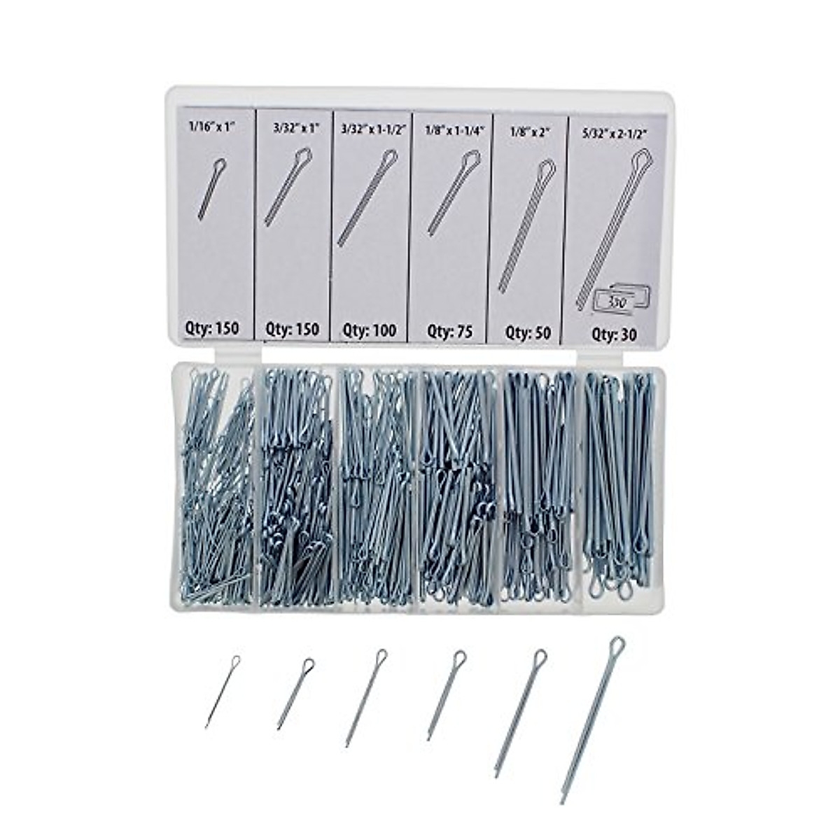 ABN Cotter Pin Key 555 pc Assortment Set, 1/16 x 1 to 5/32 x 2-1/2 Inch – Steel Locking Automotive Axle Trailer Pins