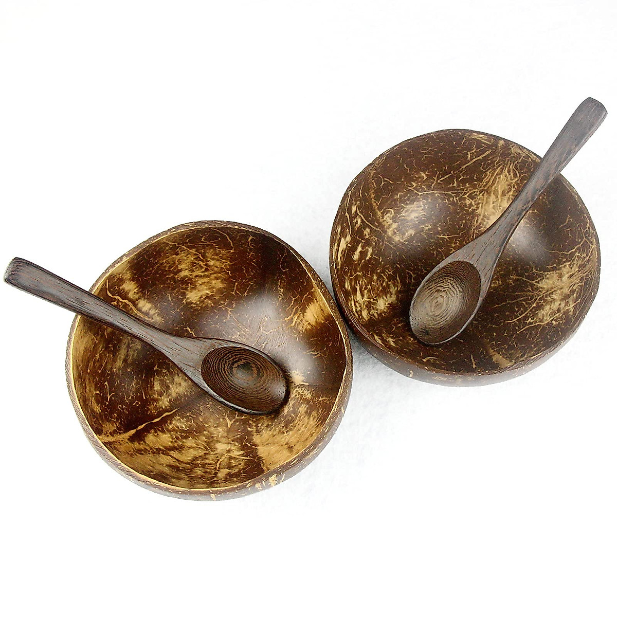 Motith Coconut Bowls - Wooden Spoon Sets Of 2 For Reusable Salad Smoothie Bowls Healthy Choice Coco Shell Buddha Bowls Eco-friendly Acai Bowls Natural Organic Handmade Polished Vegan Gifts