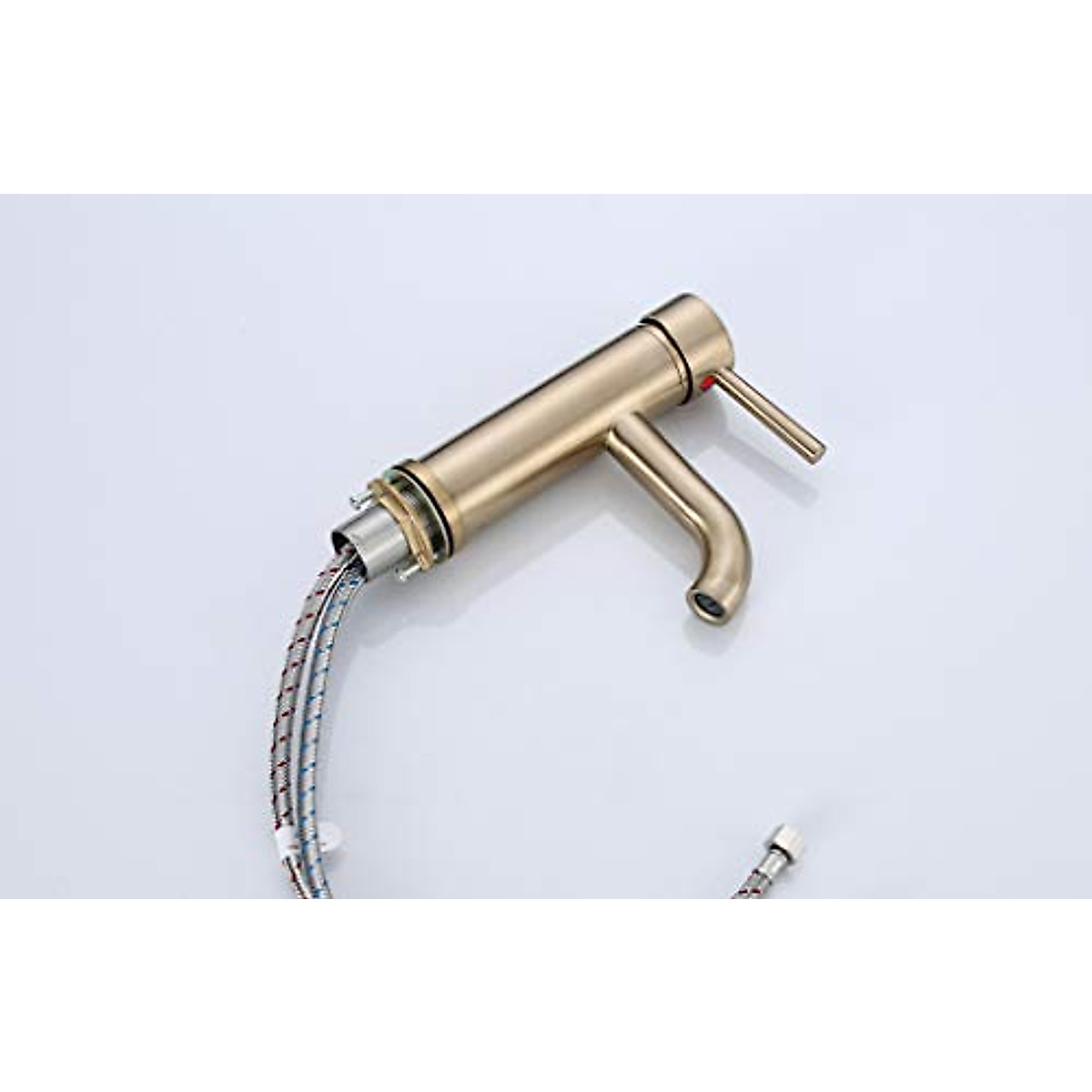 Derengge Single Lever Bathroom Faucet,Single Hole Bathroom Sink Faucet,Brushed Gold Lavatory Faucet,F-509-CS