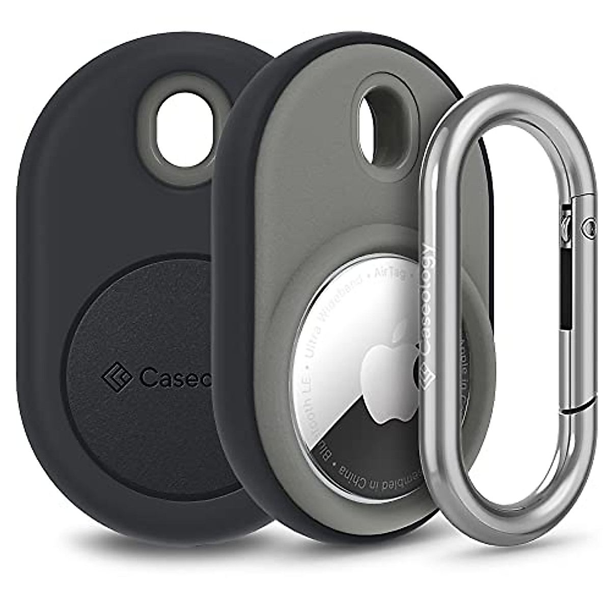 Caseology Nano Pop Compatible with Apple AirTag Case for AirTag Holder (2021) - Black Sesame