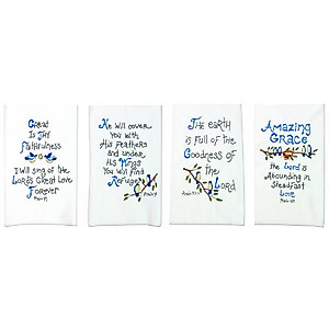 Manual Decorative Guest Towels, Cotton, Psalms, Set of 4