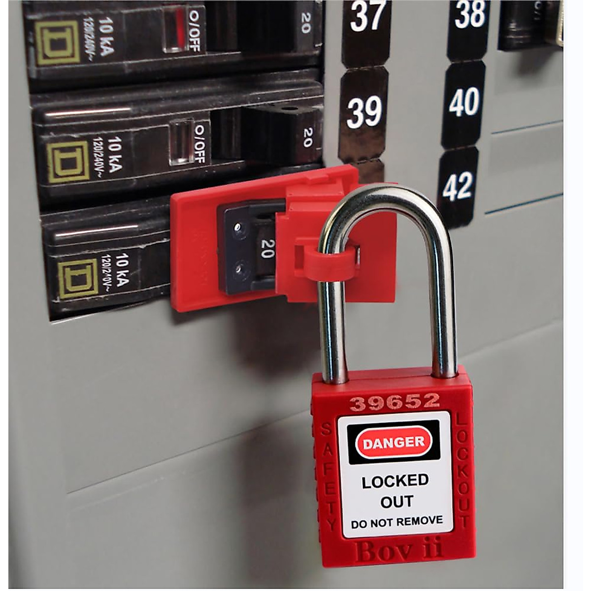 Boviisky 10 Red Lockout Tagout Locks Set, Loto Locks Keyed Different, 2 Keys Per Lock, OSHA Compliant Lockout Locks
