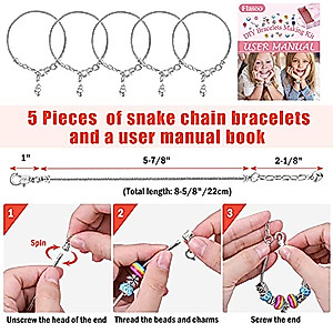 Bracelet Making Kit for Girls, Flasoo 85PCs Charm Bracelets Kit with Beads, Jewelry Charms, Bracelets for DIY Craft, Jewelry Gift for Teen Girls