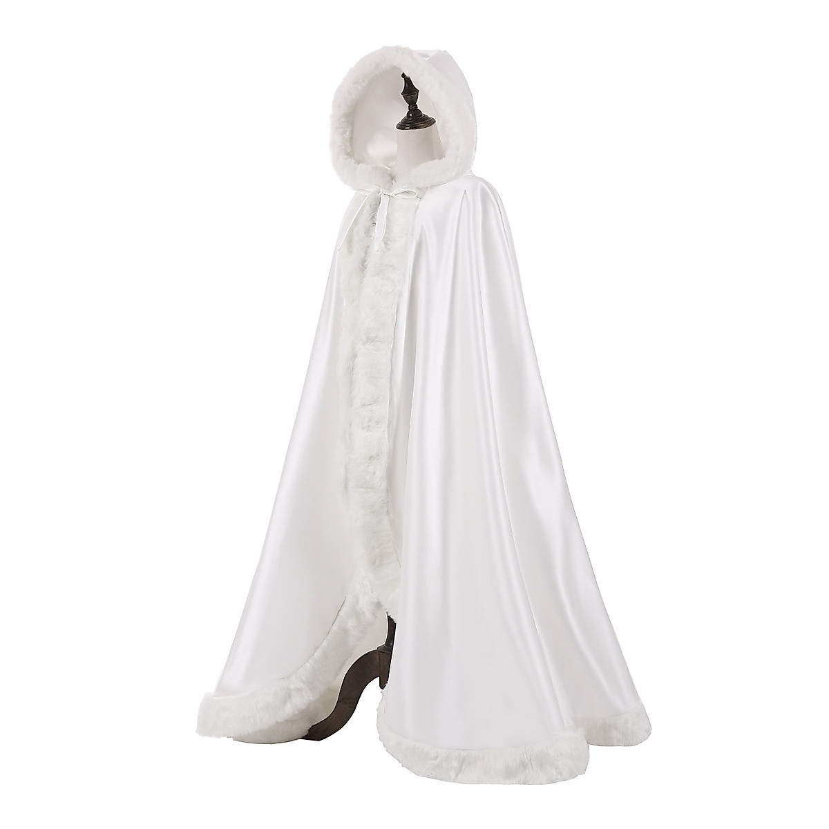 WOWBRIDAL Women's 57in Bridal Cape Wedding Cloak With Hand Muff Floor-length (White)