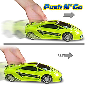 ArtCreativity Green Racer Car with Lights and Sounds, Light-Up Push n Go Racer Car for Kids, LED Headlights and Engine Sound, Best Birthday Gift for Boys, Girls, Toddlers Ages 3+