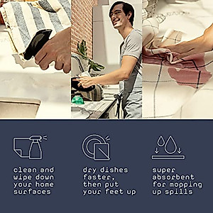 MEEMA Kitchen Towels and Dishcloths, Ecofriendly Upcycled Cotton Set of 4, Large 20 x 28 in Super Absorbent Premium Weave, Toallas de cocina