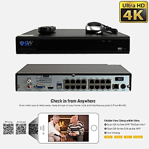 GW Security Smart AI 16 Channel H.265 PoE NVR Ultra-HD 4K (3840x2160) Security Camera System with 8 x 4K (8MP) 2160P Face Recognition/Human/Vehicle Detection Outdoor Indoor Microphone Dome IP Camera