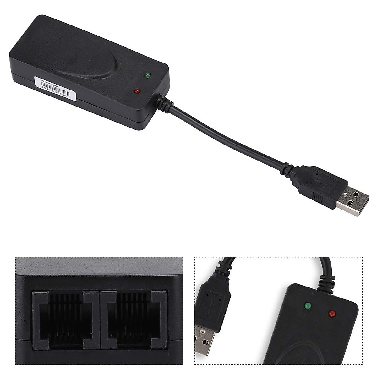 Fax Modem， Dual Port USB2.0 56K External Modem Driver， Plug and Play USB Modem， for Win 7/Win 8/Win 10/Win XP