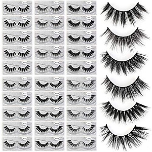 MAGEFY 30 Pairs 6 Styles Faux Mink Eyelashes, 16mm-20mm Lashes Natural Look to Dramatic False Eyelashes, Handmade Reusable Fake Eyelashes with Portable Boxes