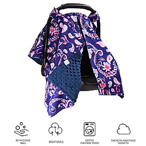 Baby Car Seat Covers, Floral Peekaboo Opening Infant Carseat Canopy for Boys Girls, Newborn Minky Carseat Canopy, Mom Nursing Breastfeeding Covers