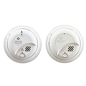 FIRST ALERT BRK SC9120B Hardwired Smoke and Carbon Monoxide Detector with Battery Backup and FIRST ALERT BRK9120b6CP Smoke Detector Alarm | Hardwired with Backup Battery