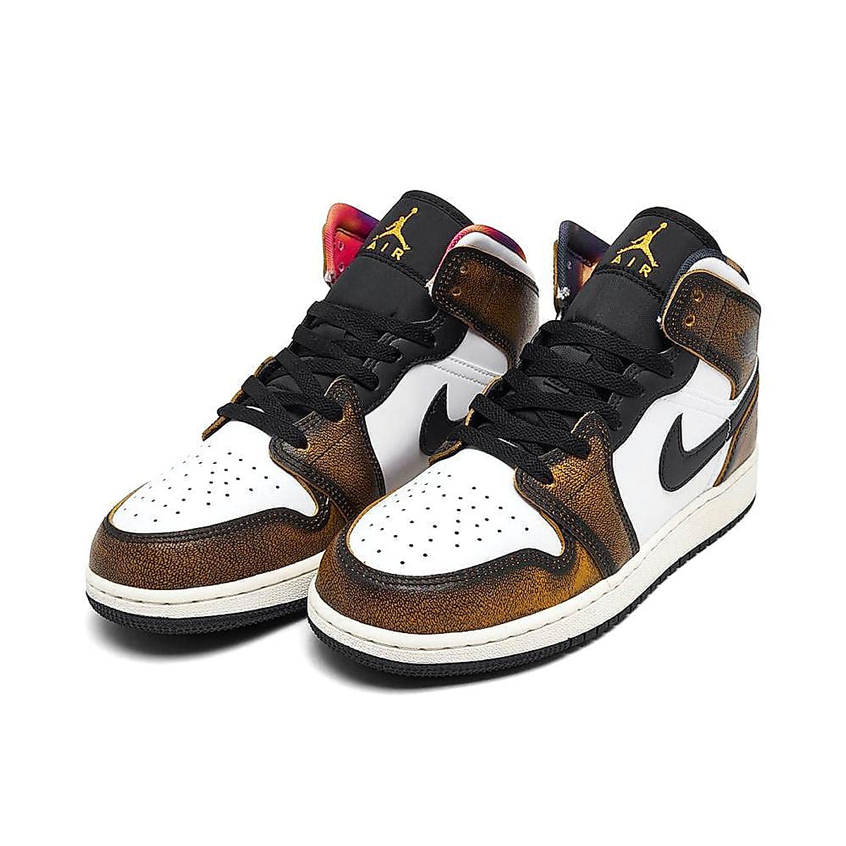 Nike Big Kid's Jordan 1 Mid SE Wear Away Black/Taxi-White-Sail (DQ8418 071) - 4