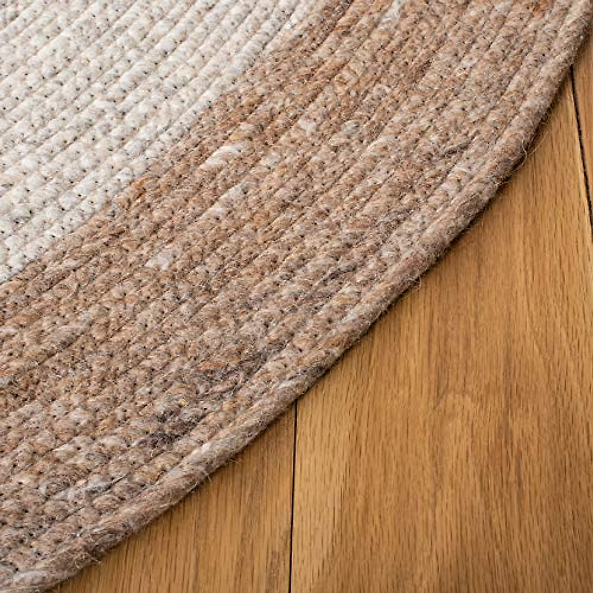 SAFAVIEH Braided Collection 4' x 6' Oval Beige/Ivory BRD903B Handmade Country Cottage Reversible Wool Entryway Foyer Living Room Bedroom Kitchen Area Rug