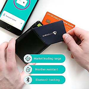 AIRBOLT Card Tracker - Rechargeable Bluetooth Tracker Locator - Wallets, Suitcase, Purses, Backpacks, Luggage Finder - Water Resistant, 780ft Range, Separation Alerts, Control with Smartphone