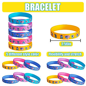 desmilo 90pcs Birthday Decorations Include 10 Bracelets, 10 Keychains, 10 Acrylic Button Pins, 10 Paper Bags, and 50 Stickers, Party Supplies for Birthday Party Favors Set