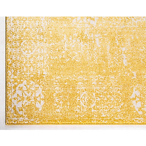 Unique Loom Tradition Collection Classic Southwestern Distressed Casual Design Area Rug, 5 ft x 8 ft, Yellow/Ivory