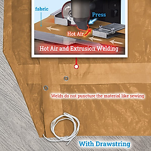 BenefitUSA 12'x20' Upgraded Carport Canopy Tent Garage Replacement Car Shelter Cover with Bungees,Frame is not Included (Tan)